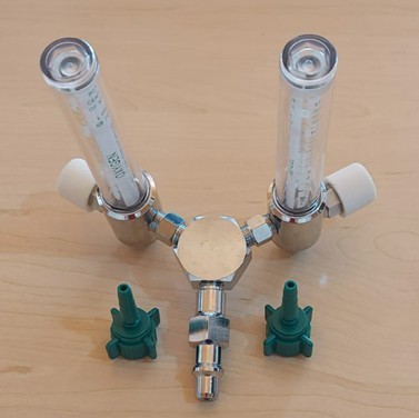 Oxygen (O²) Flow Meter, Ball and Tube Type, Double - Trinity Medical